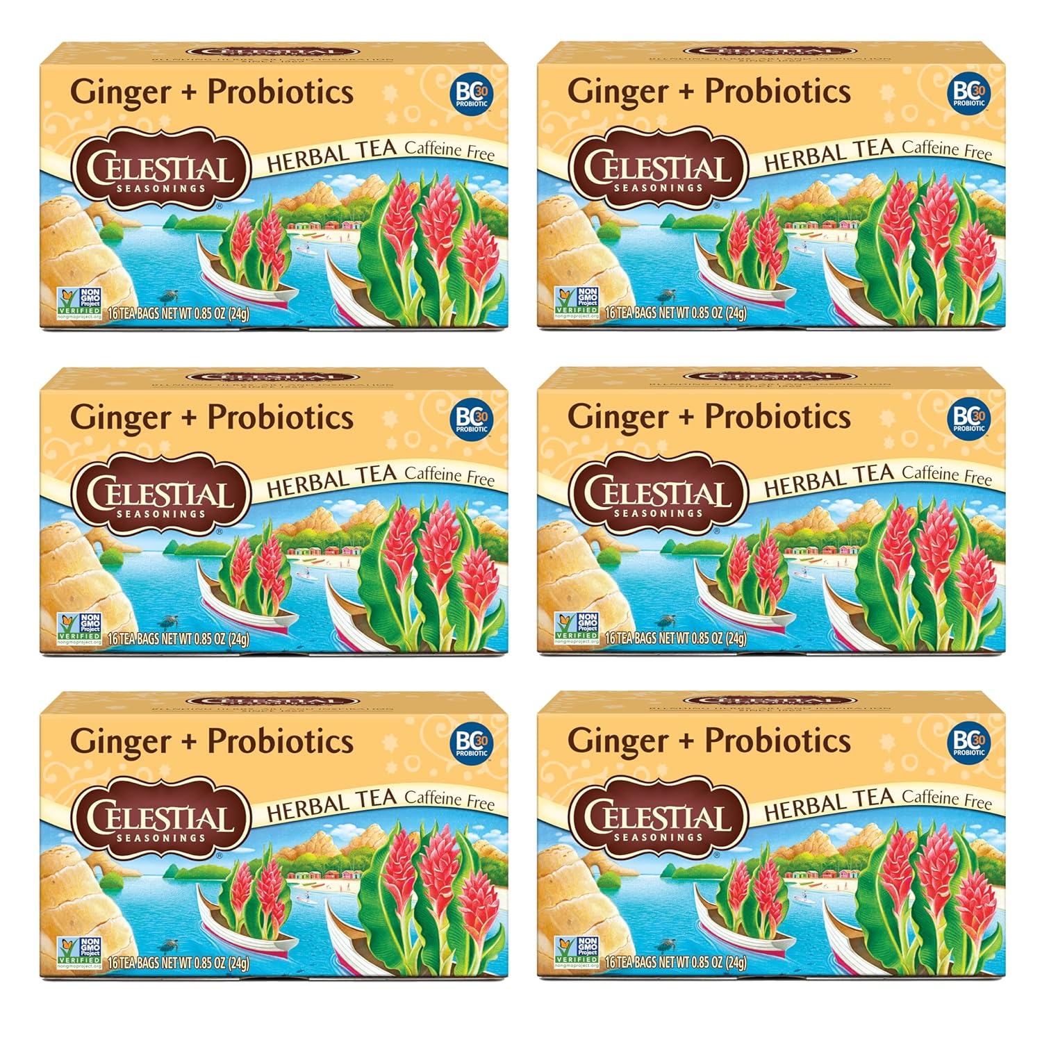 Amazon.com : Celestial Seasonings Ginger + Probiotics Herbal Tea ...