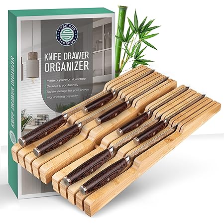Amazon.com: Zulay Kitchen Bamboo Knife Drawer Organizer Insert - Edge ...