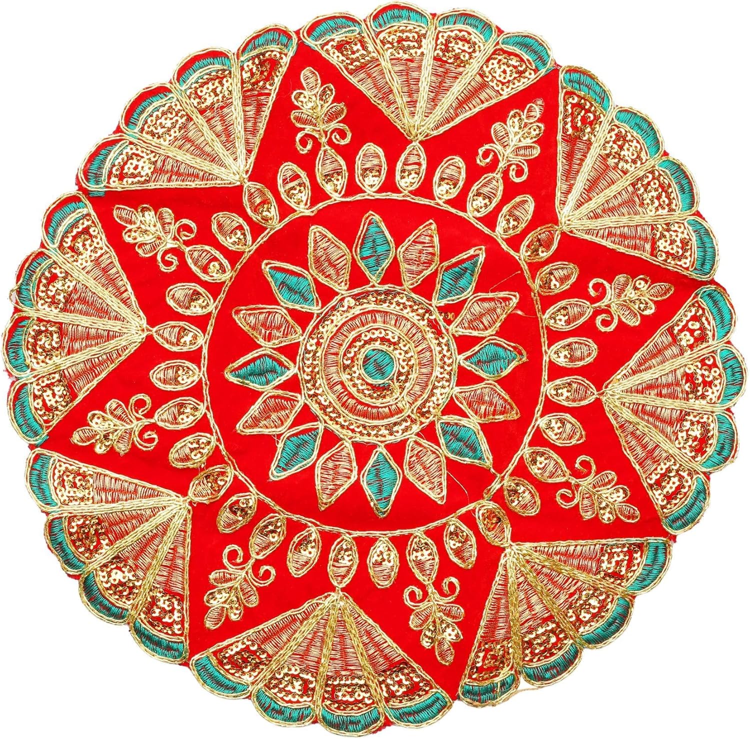 Amazon.com: Round Velvet Pooja Cloth Mat Aasan Decorative Cloth with ...