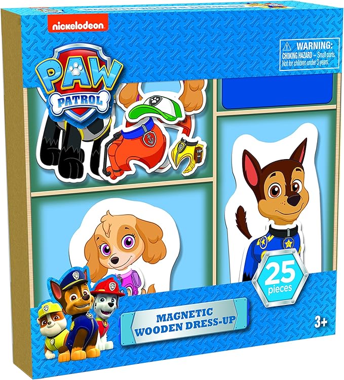 Amazon.com: Paw Patrol 25 piece Magnetic Wood Dress Up Puzzle : Toys ...