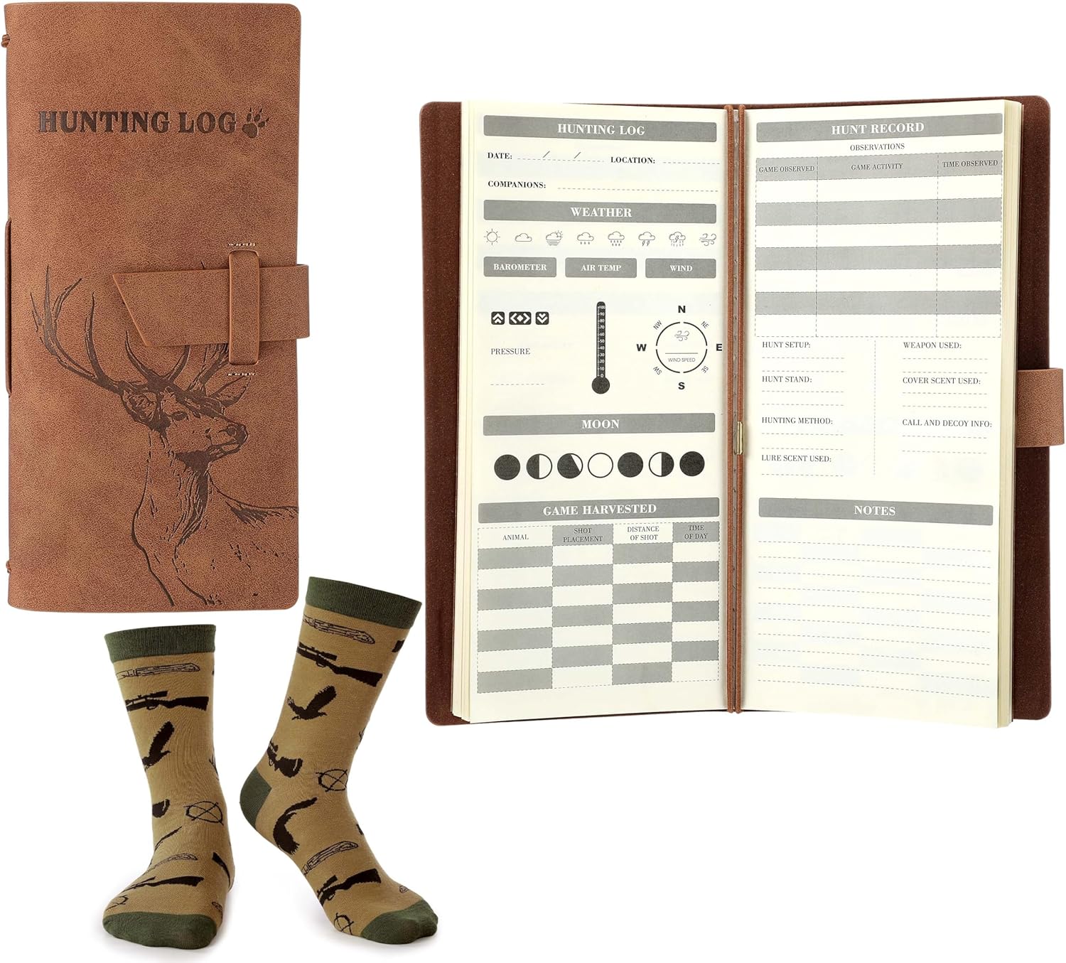Amazon.com: Engrowtic 2 Pcs Leather Hunting Log Book Gifts for Elk ...
