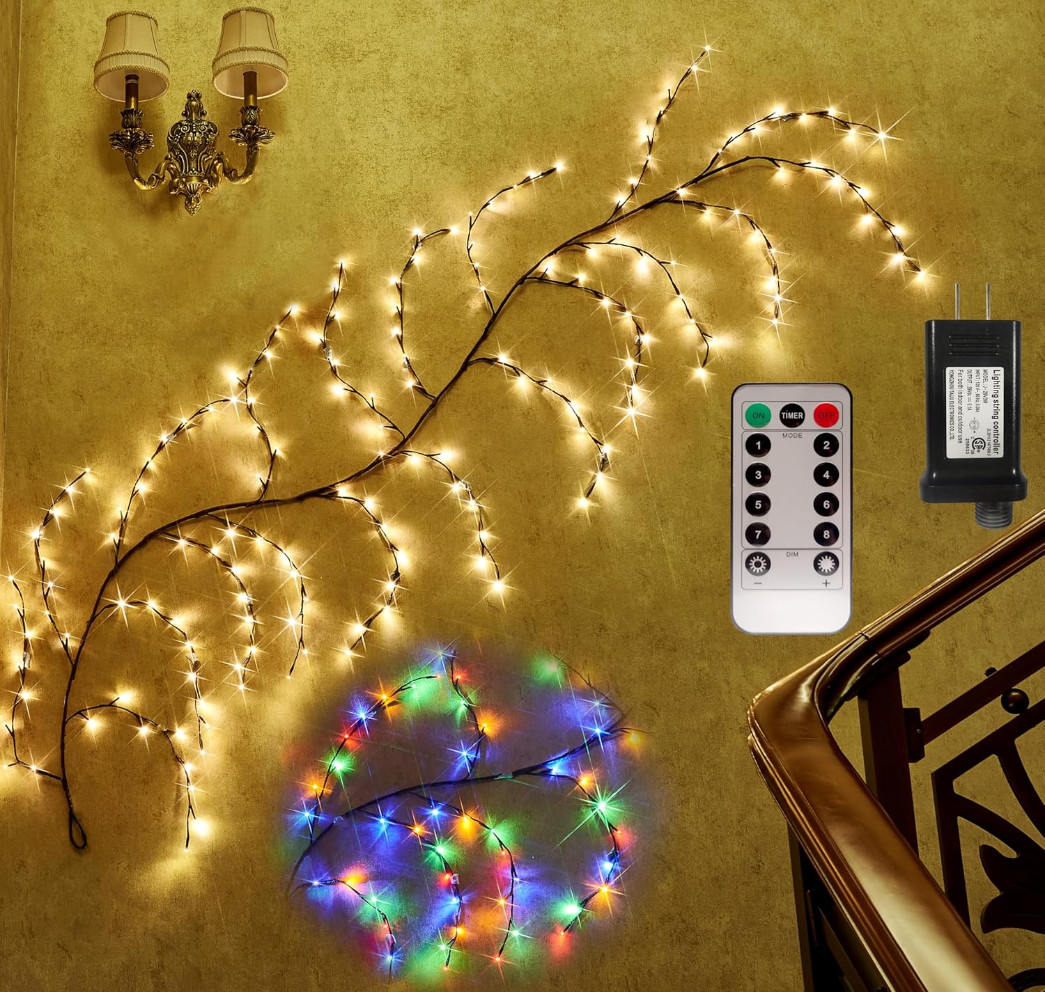 Amazon.com: Fudios Lighted Garland with Timer 8FT 160 LED Warm White ...