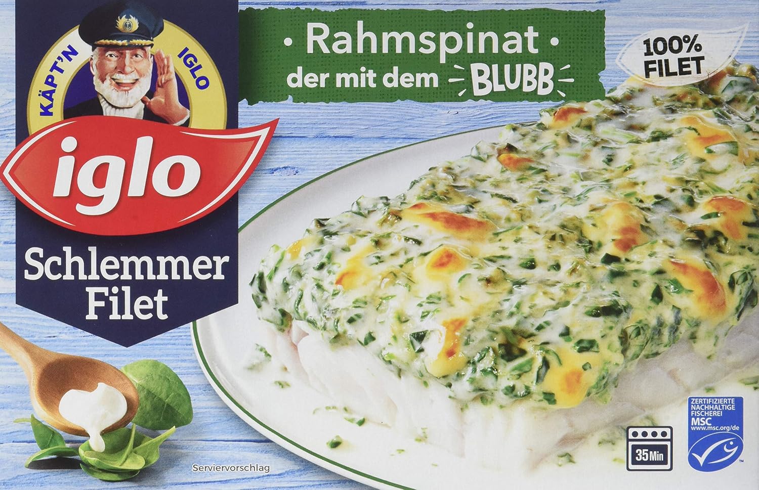 iglo Schlemmer-Filet Rahm-Spinat mit dem Blubb, 380 g (Tiefgefroren ...
