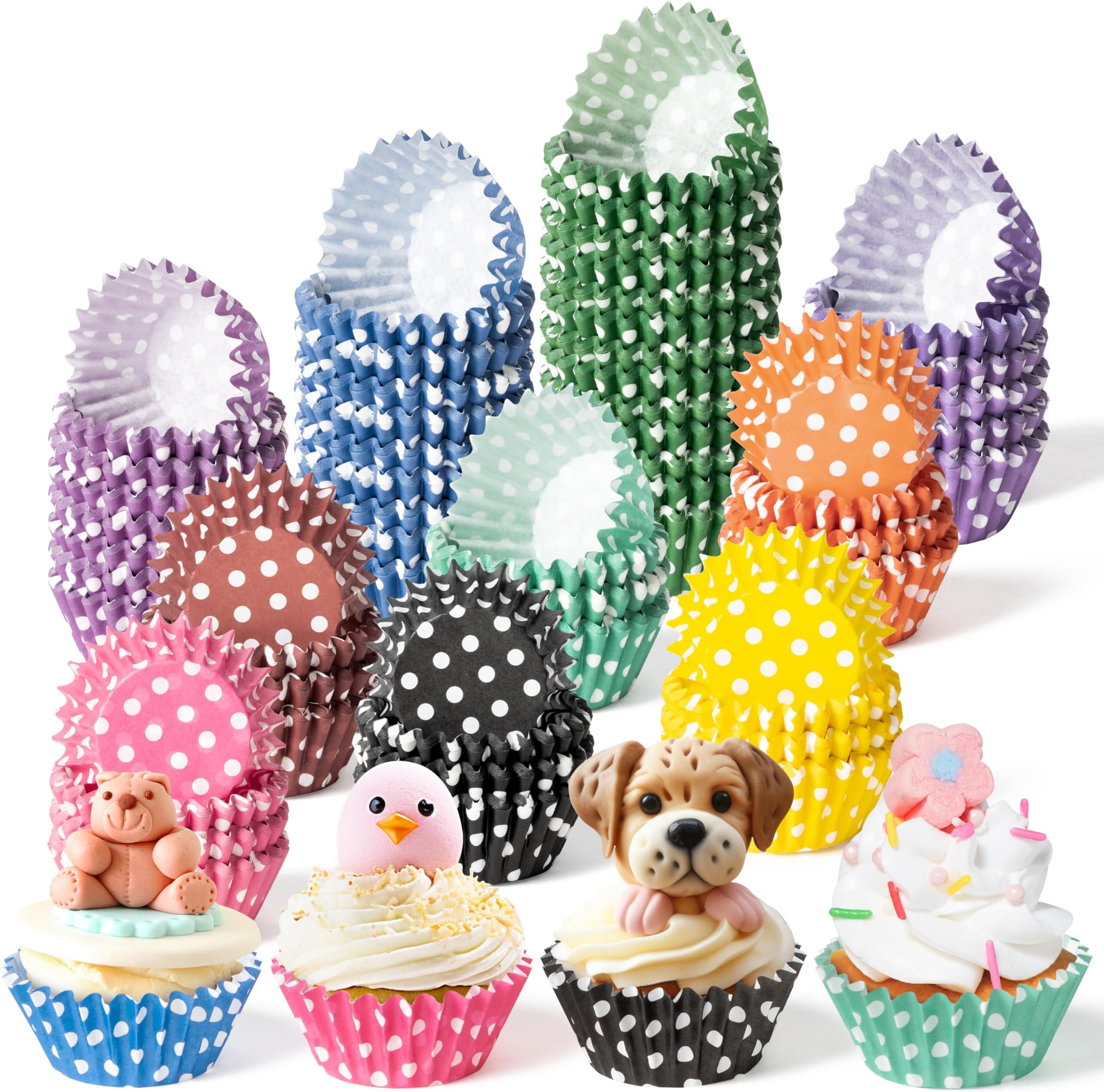 Amazon.com: COcnny Mini Cupcake Paper Liner - 600pcs Bright Colored ...