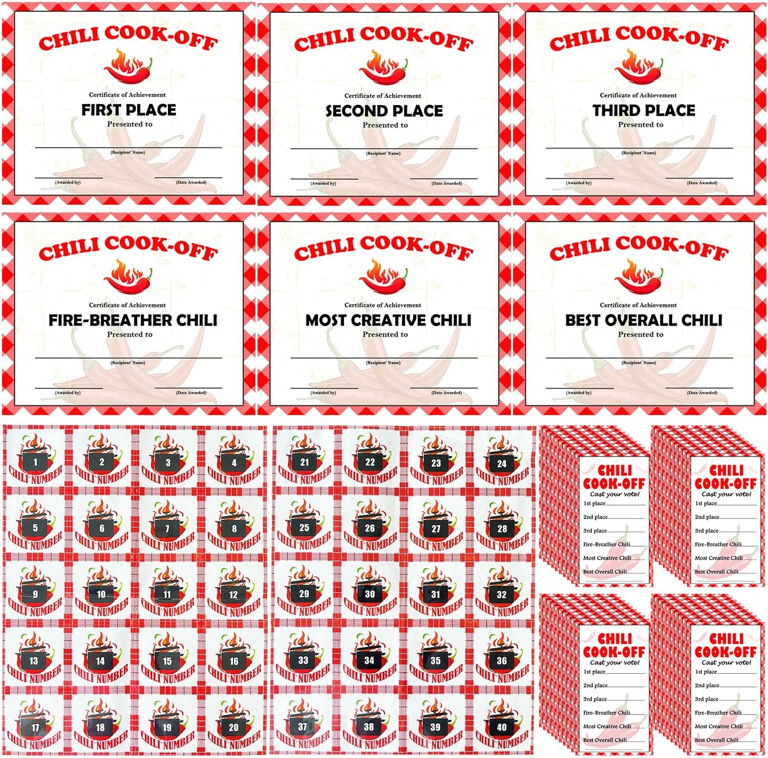 Amazon.com : 90 PCS Chili Cook Off Contest Decorations Include 10 Pcs ...
