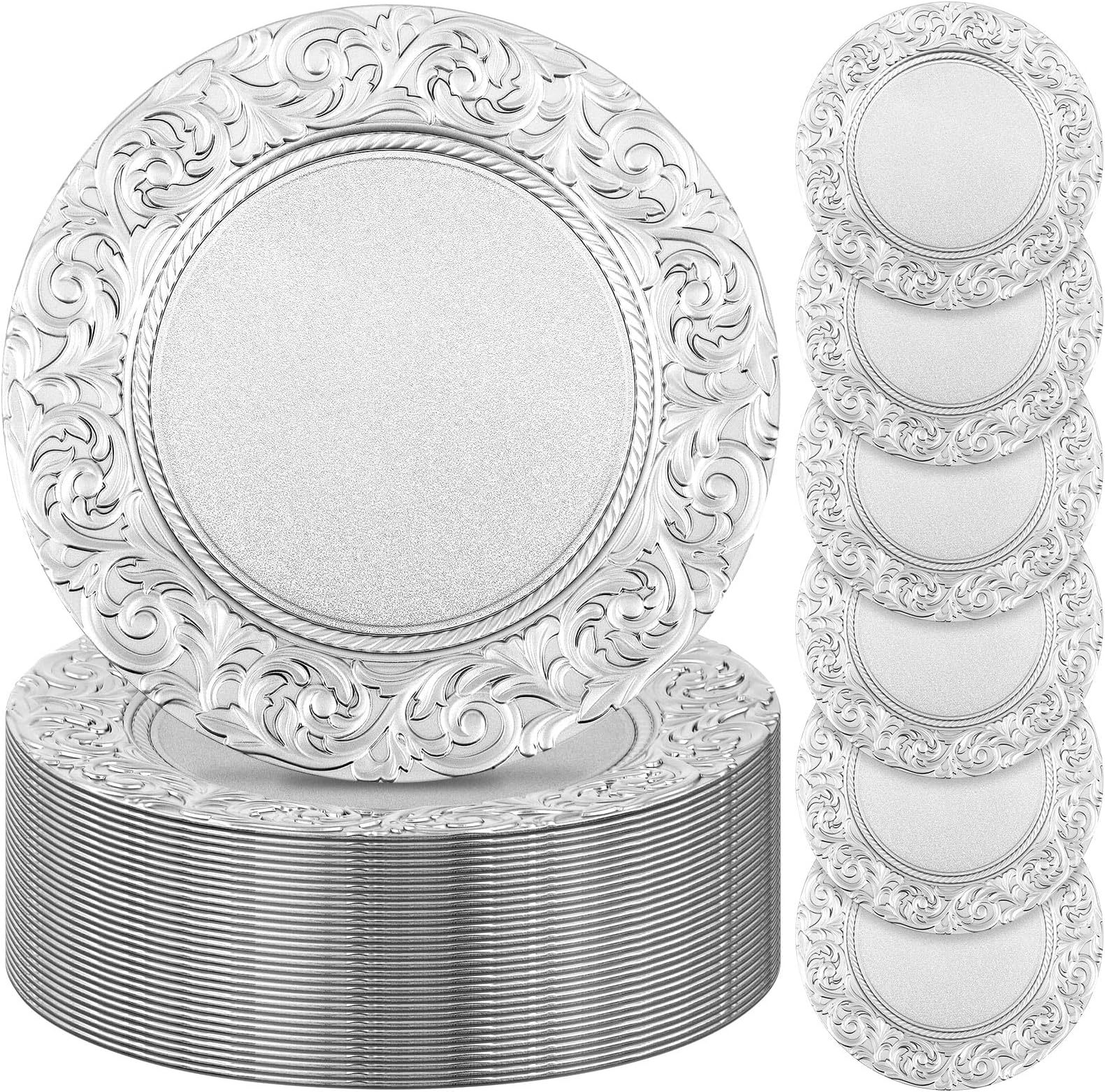 Amazon.com | Zopeal 18 Pack Round Charger Plates Bulk 13 Inch Plastic ...