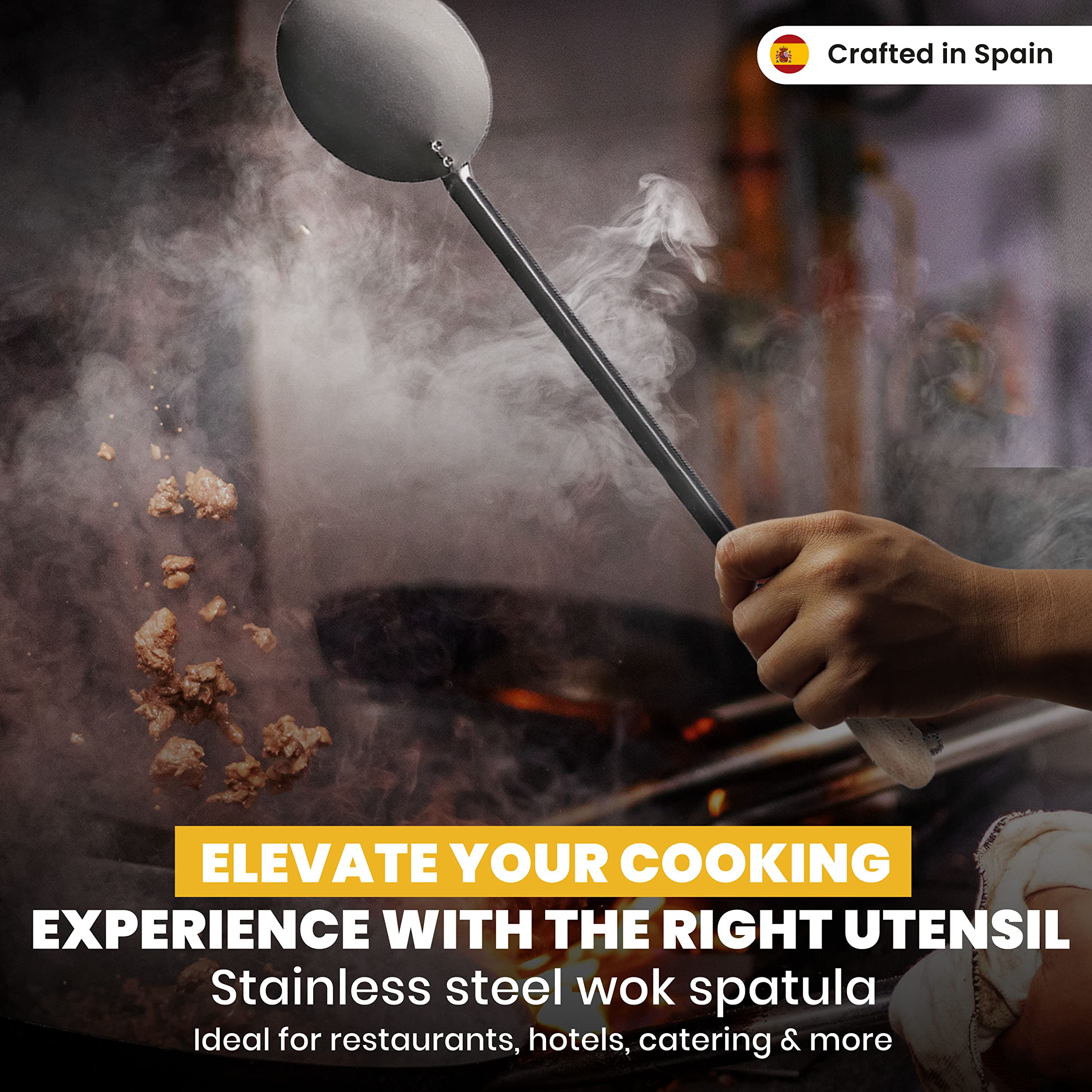 Snapklik.com : Wooden Handle Skimmer Wok & Rice Spatula Stainless Steel ...