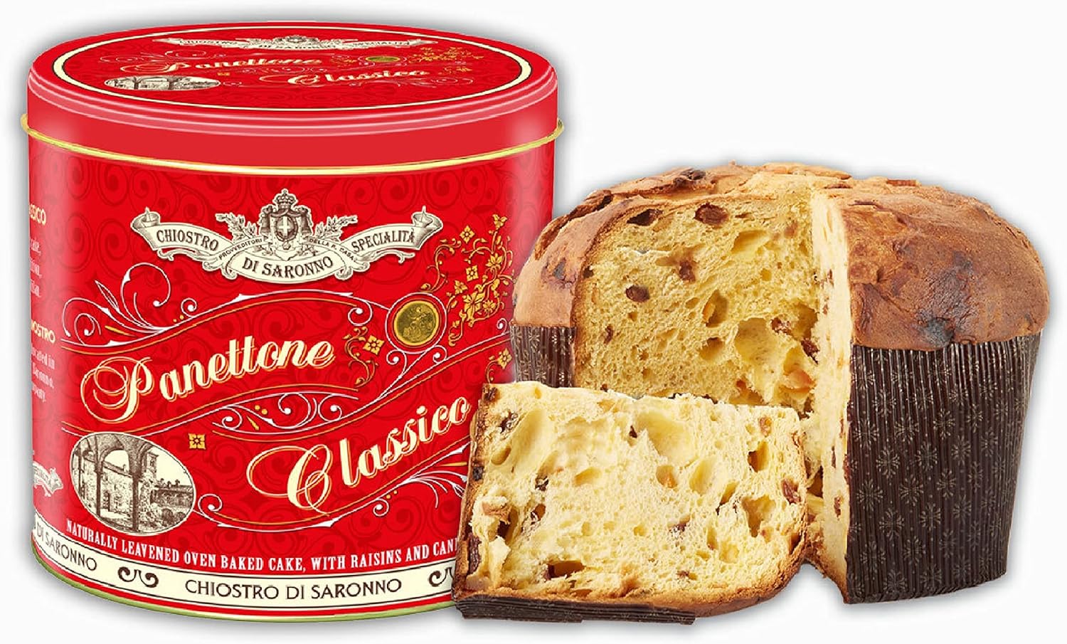 Classic Fruity Panettone Tin - Authentic Chiostro Di Saronno Dried ...