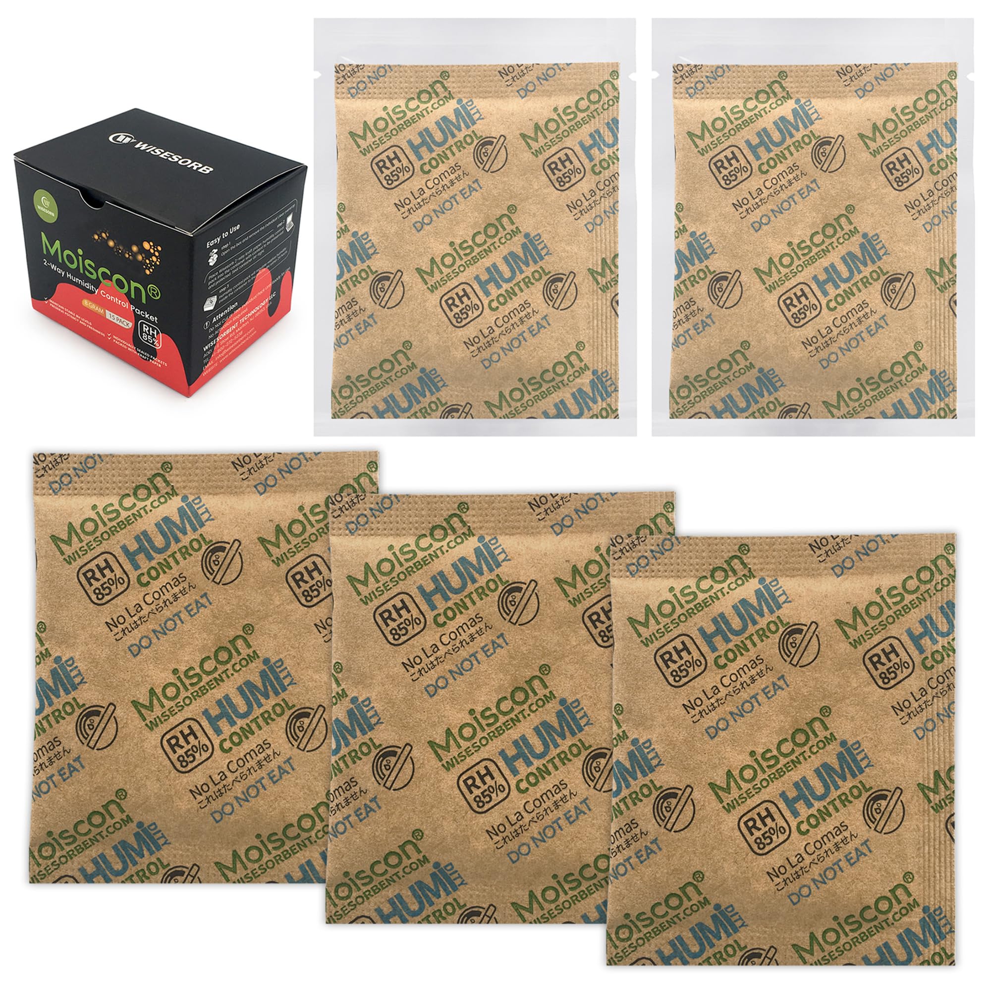 Amazon.com: Wisesorb 85% RH 15 Pack 8 Gram Two-Way Humidity Control ...