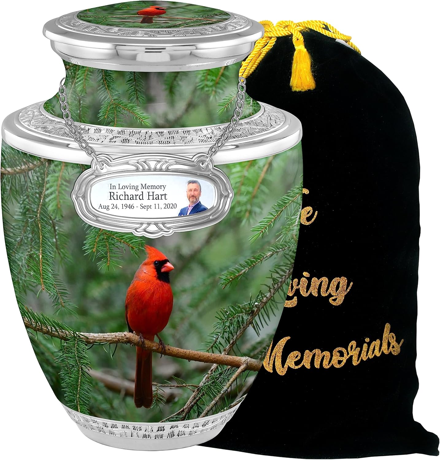 Amazon.com: Personalized Medallion Peaceful Cardinal Cremation Urns for ...