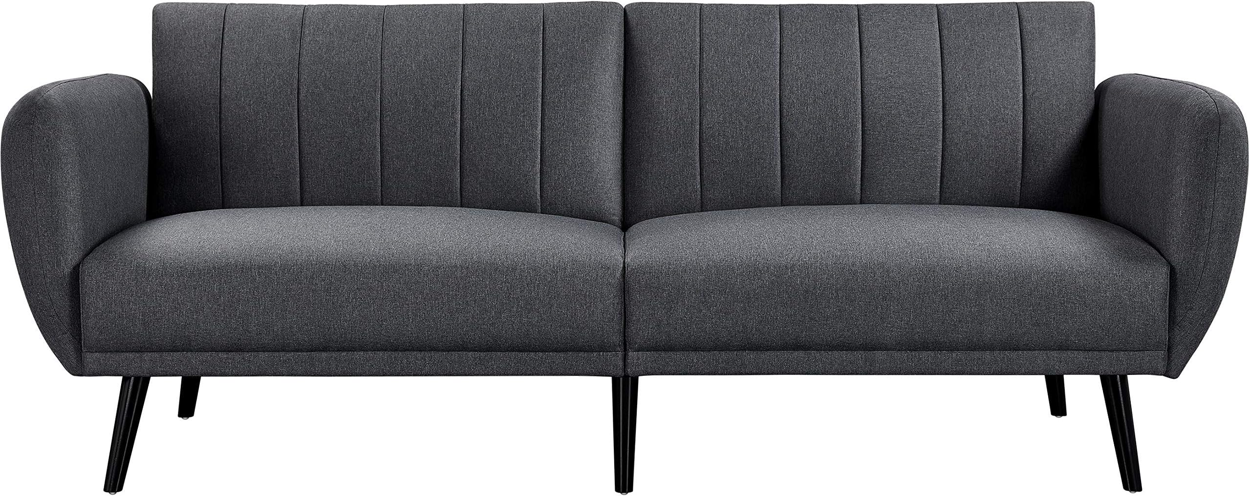 Yaheetech Fabric Convertible Futon Click Clack Sofa Bed Settee Ribbed ...