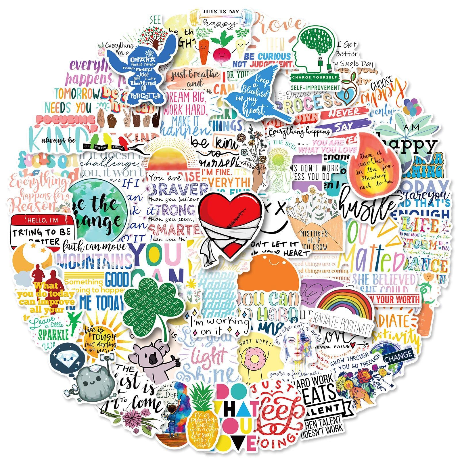 Inspirational Words Stickers, 100PCS Positive Motivational Quote ...