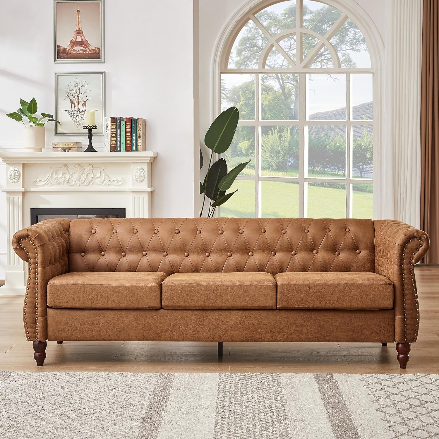 Amazon.com: HIFIT 84”W Modern Faux Leather Sofa Couches with Deep 3 ...
