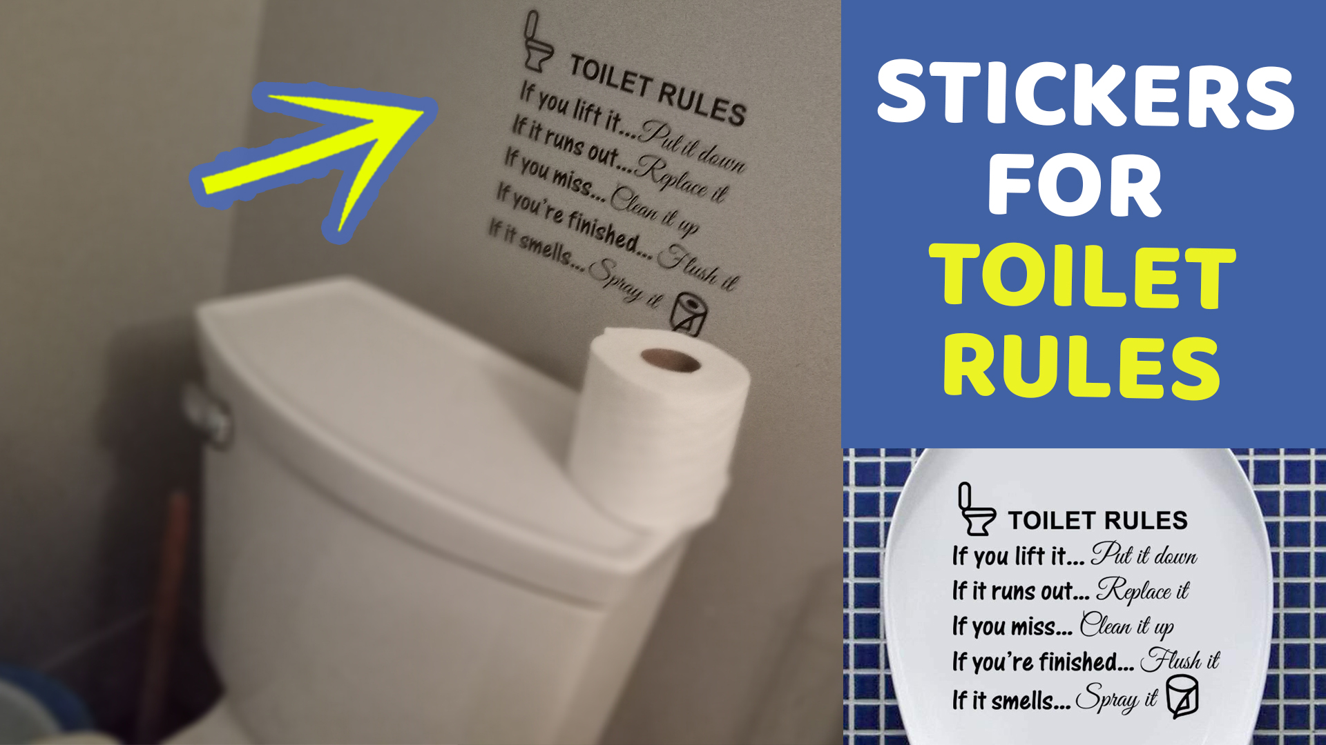 Watch Cute Stickers for Toilet Rules - Bathroom Decoration on Amazon Live