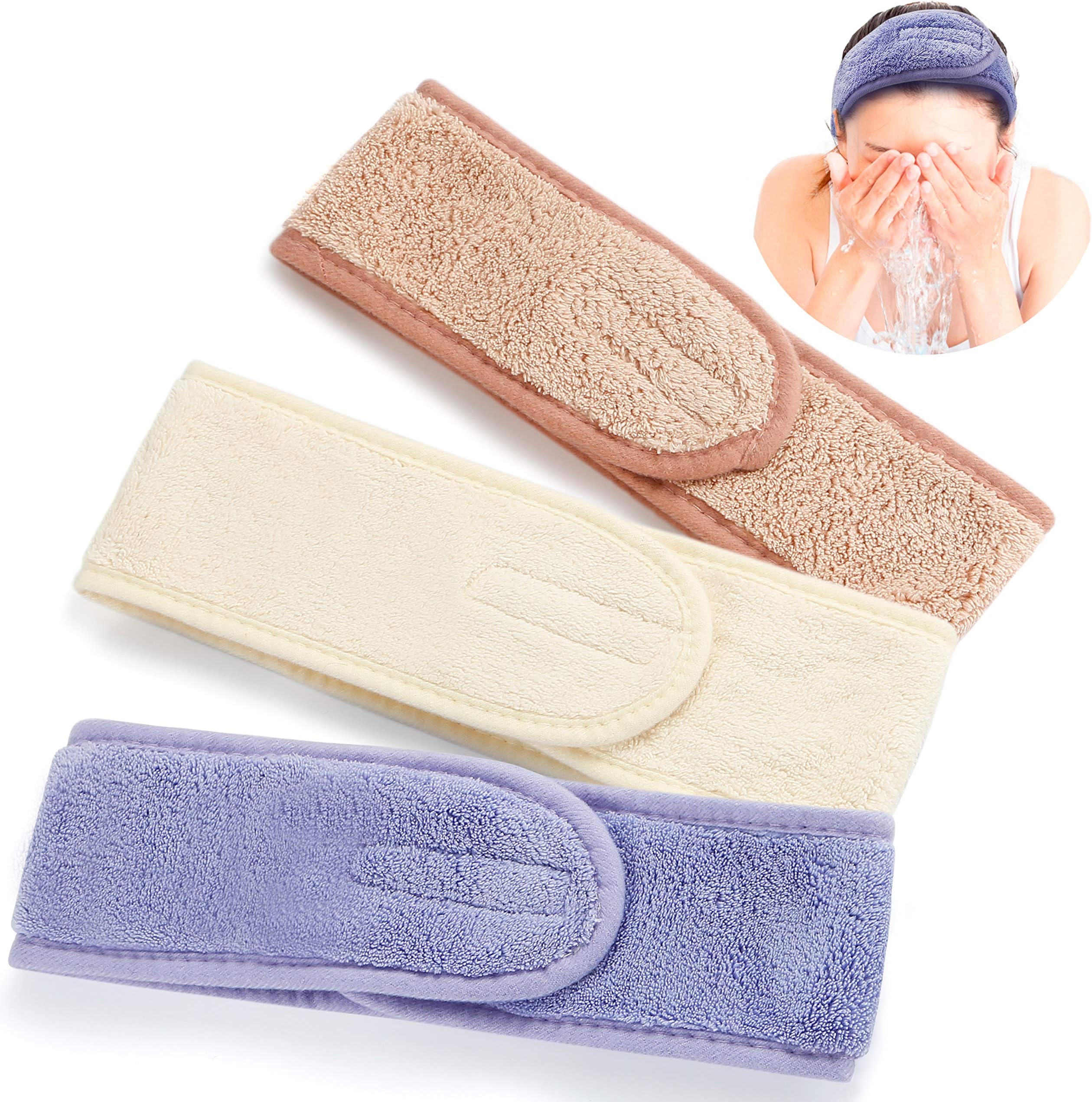 Amazon.com : Spa Facial Headband – 3 Pcs Adjustable Makeup Head Wrap ...