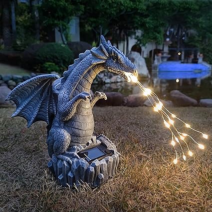 Amazon.com: Yardancer Dragon Solar Garden Statues Outdoor Decoration ...