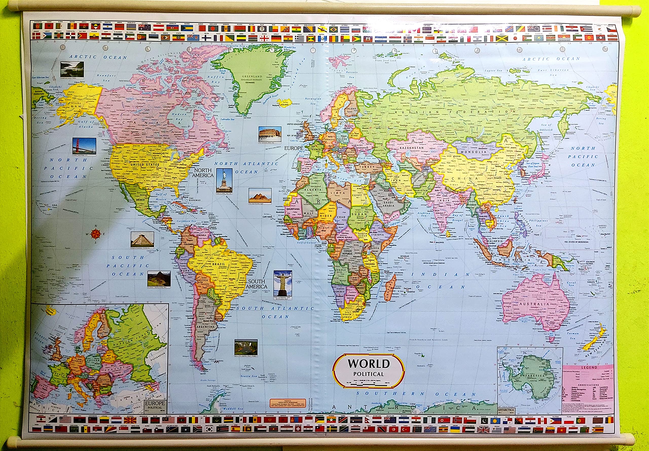Buy ROLL UP OF "POLITICAL OF WORLD" wall hanging LARGE CHART (PIPE ED ...