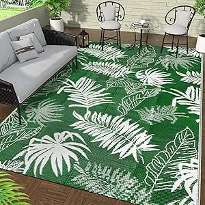 Amazon.com: Falflor 5x8 Ft Outdoor Reversible Rug Waterproof Outdoor ...