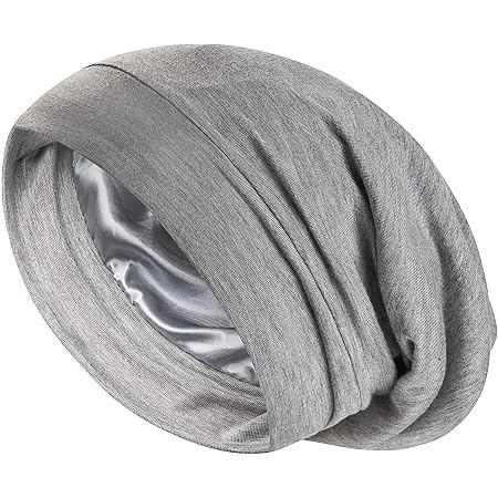 Amazon.com : Satin Lined Hair Cover Sleep Cap - Adjustable Stay on No ...