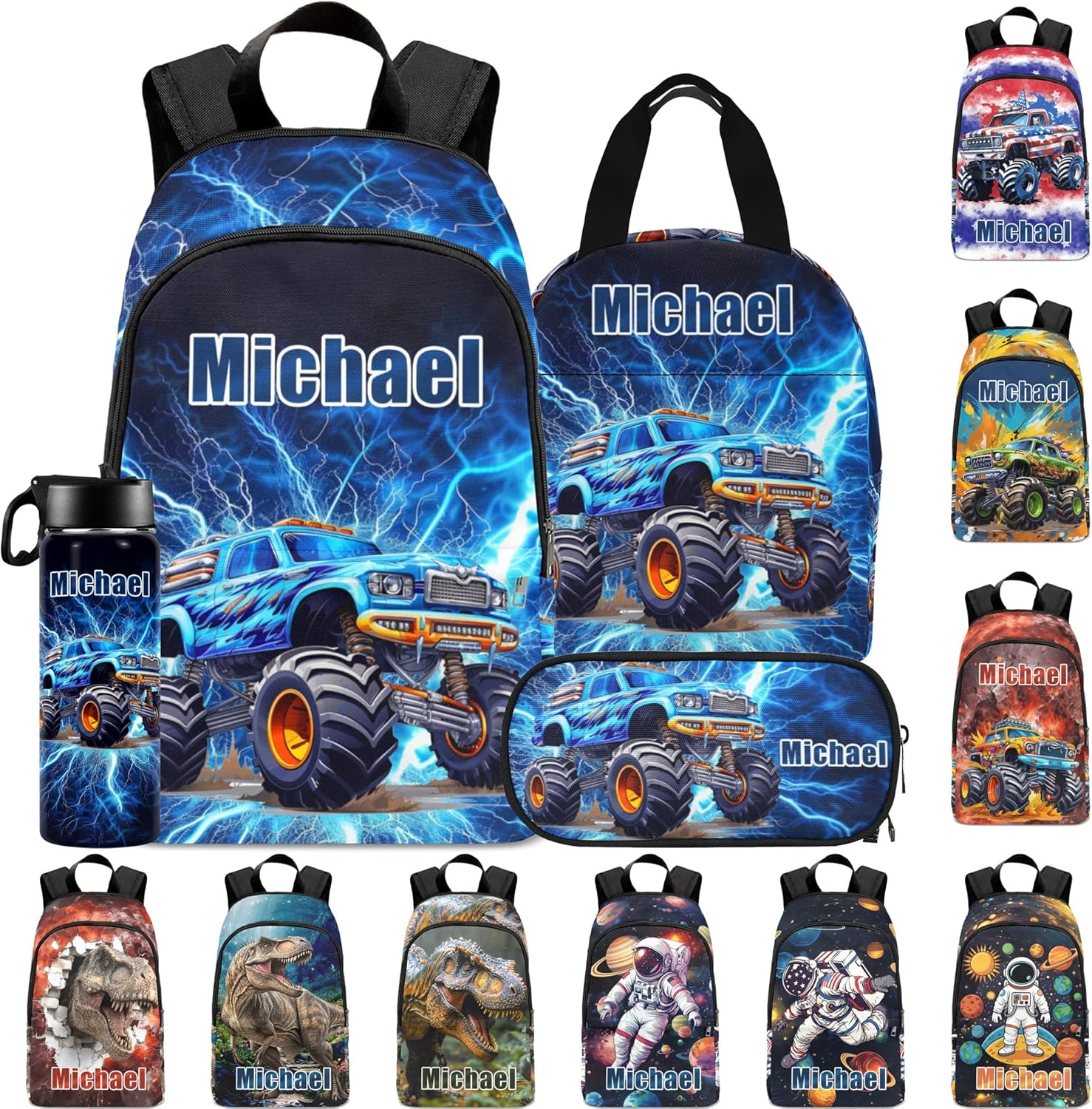 Amazon.com: Asbepint Personalized School Backpack with Lunch Bag Set ...