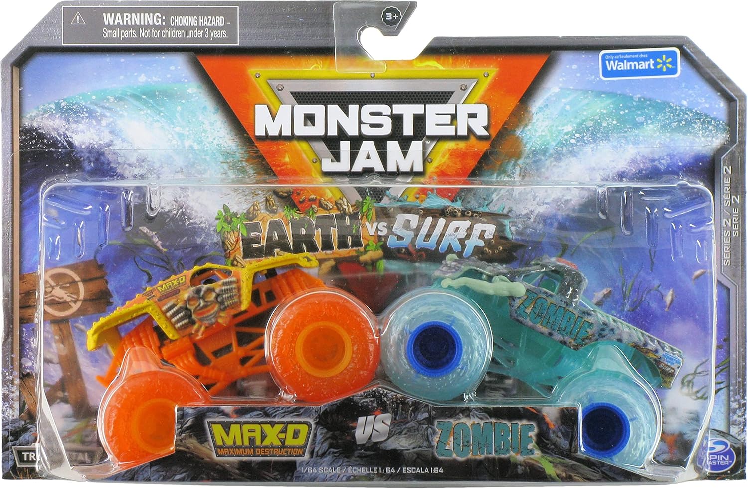 Monster Jam 2 unidades de la serie Earth vs Surf 2022 Max-D Earth vs ...