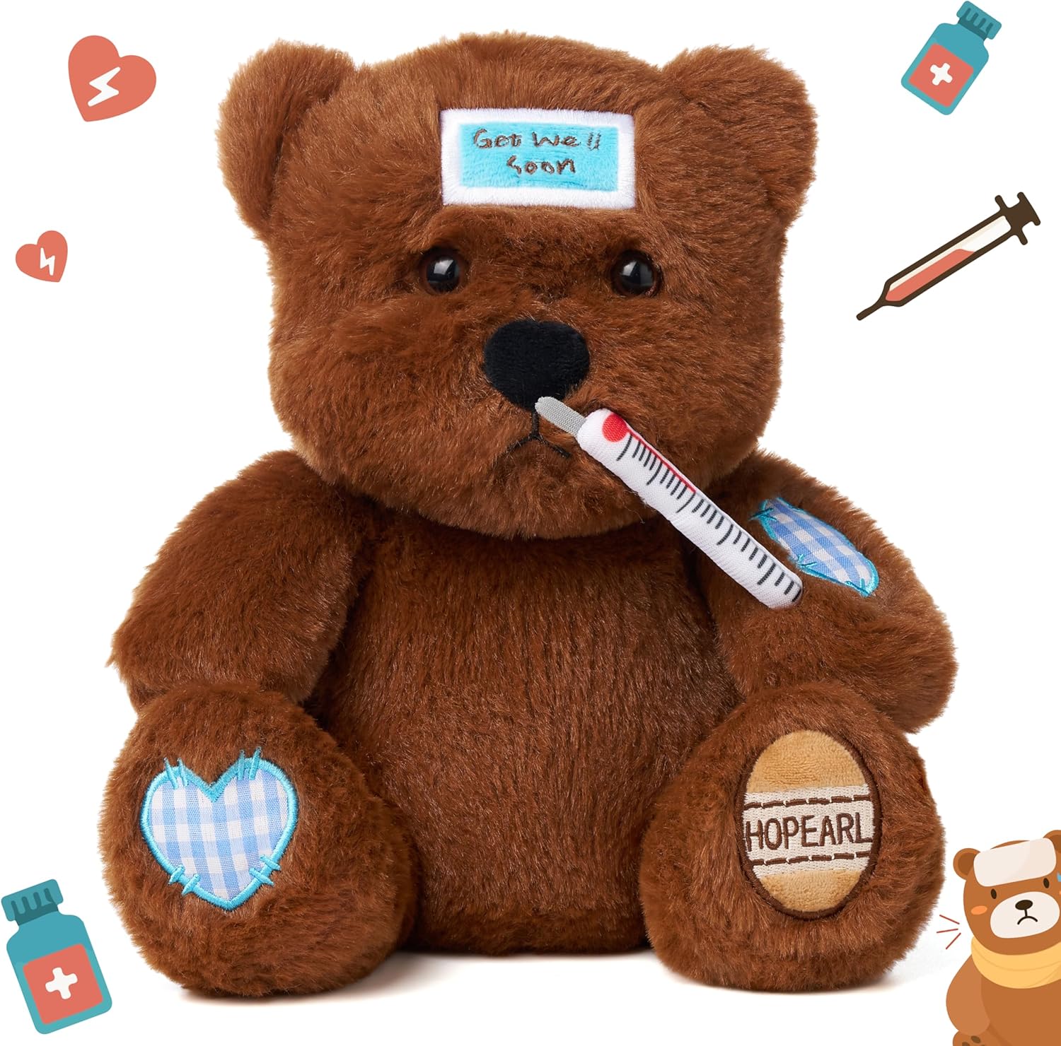 Amazon.com: Hopearl Sicky Bear Toy Get Well Soft Stuffed Animal Fever ...