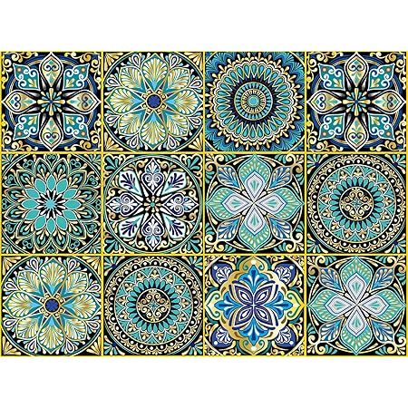 Amazon.com: HerB 25 Pcs Bohemian Style Tile Sticker 4x4 Inch ...