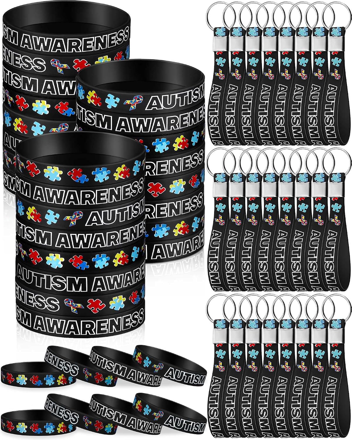 Amazon.com : Junkin 48 Pcs Autism Awareness Silicone Bracelets Autism ...