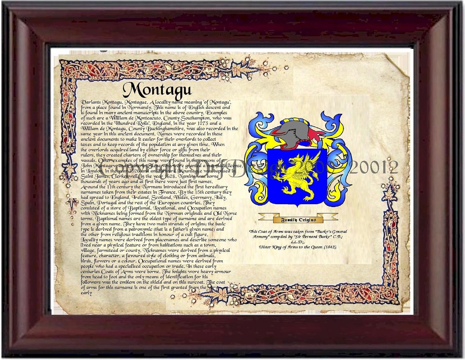 Amazon.com: Montagu Coat of Arms/ Family Crest on Fine Paper and Family ...