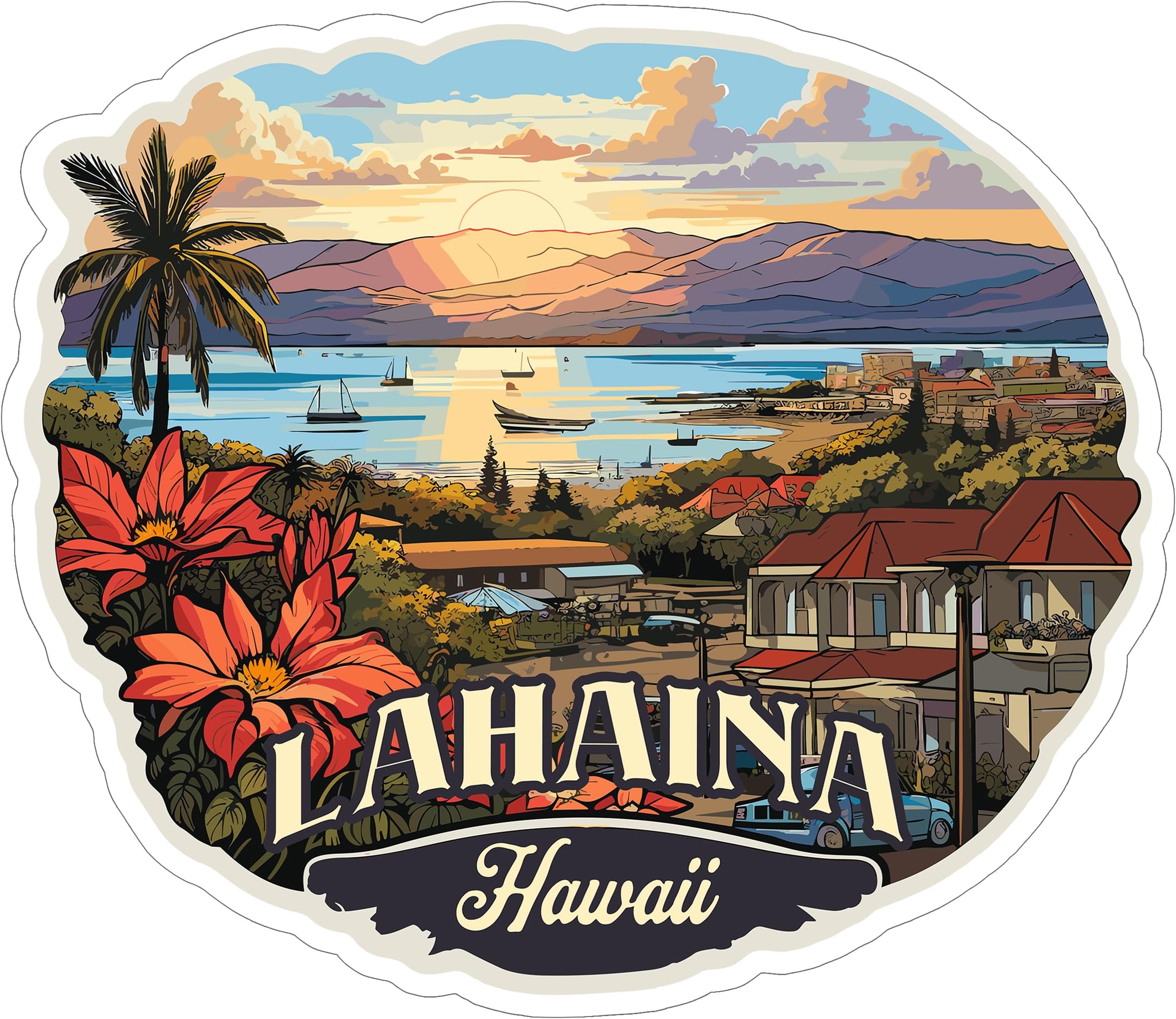 Amazon.com: Oahu Hawaii Design C Souvenir Vinyl Decal Sticker 2-Inch ...