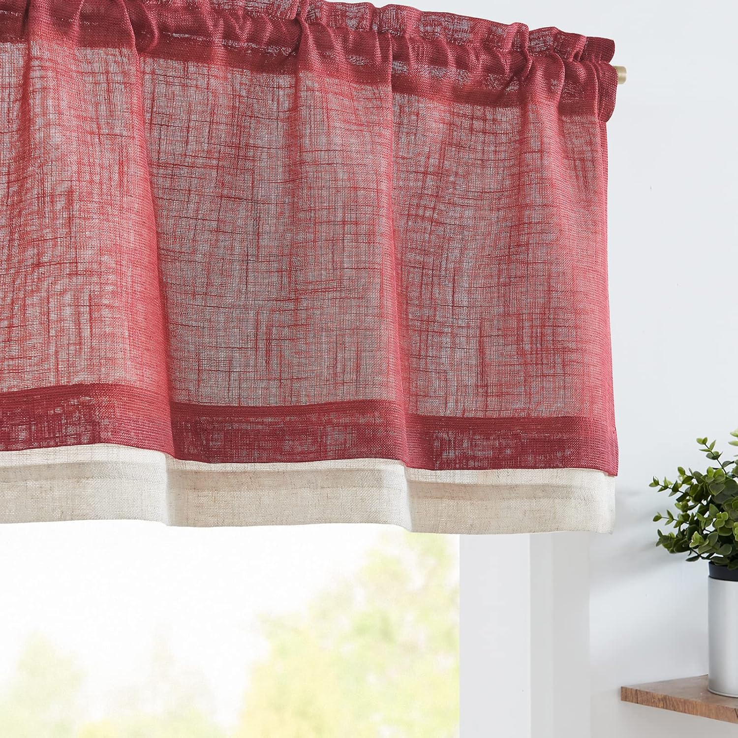 Amazon.com: jinchan Linen Valance for Farmhouse Living Room Windows 16 ...