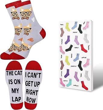 Jeasona Cat Dad Socks Calf-length with Gripper Cat Dad Gifts for Men ...