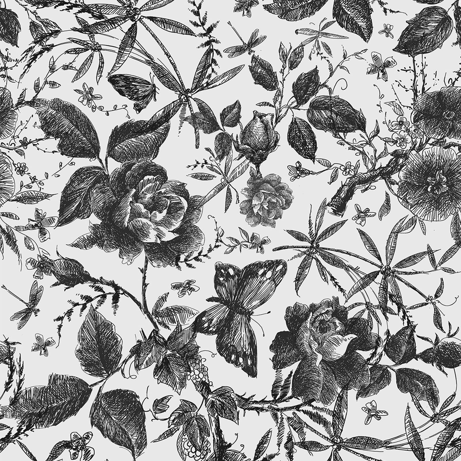 Victorian Flower Black And White