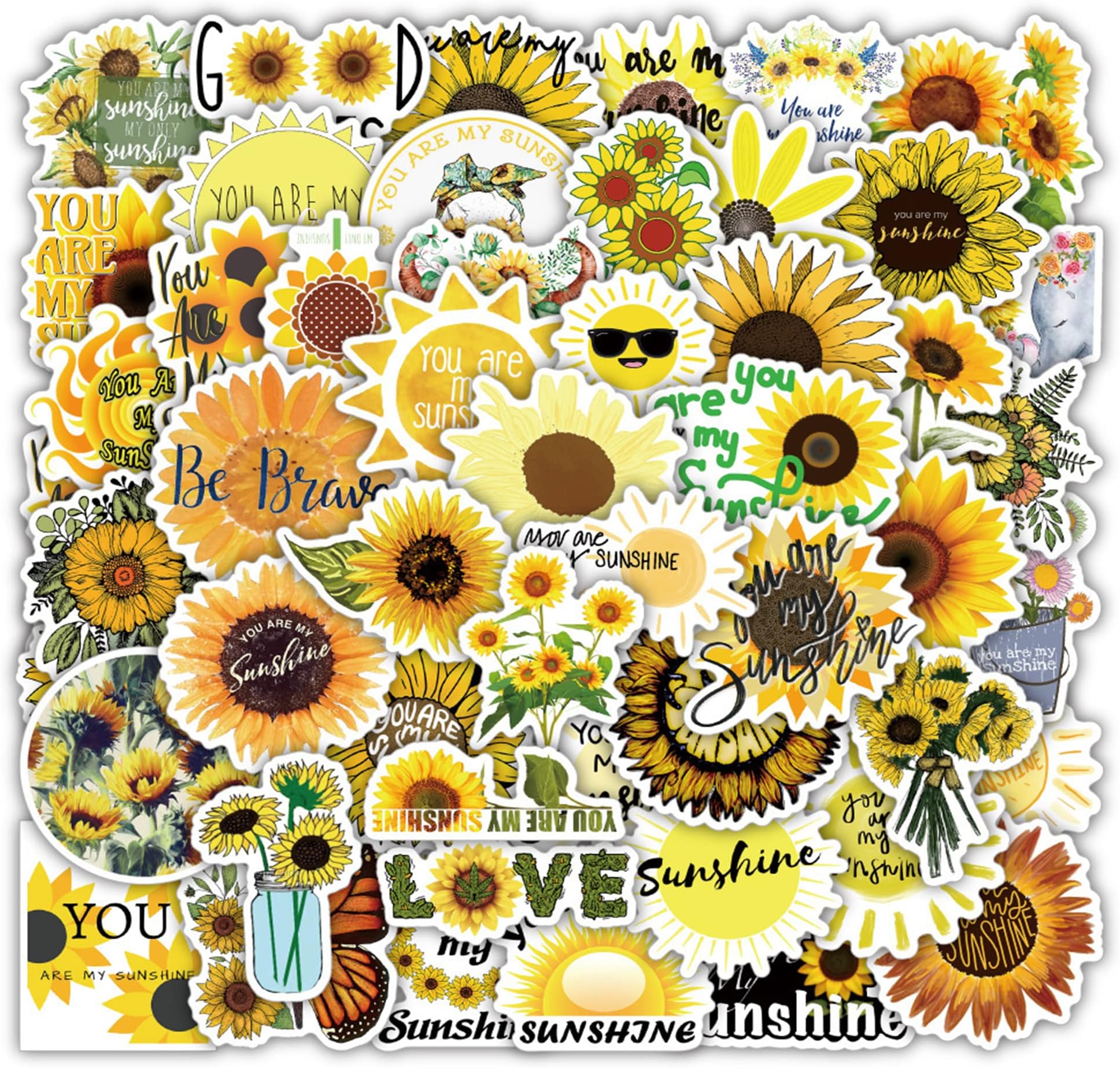 Amazon.com: 100 PCS Sunflowers Stickers for Guitar Laptop,Sunshine ...