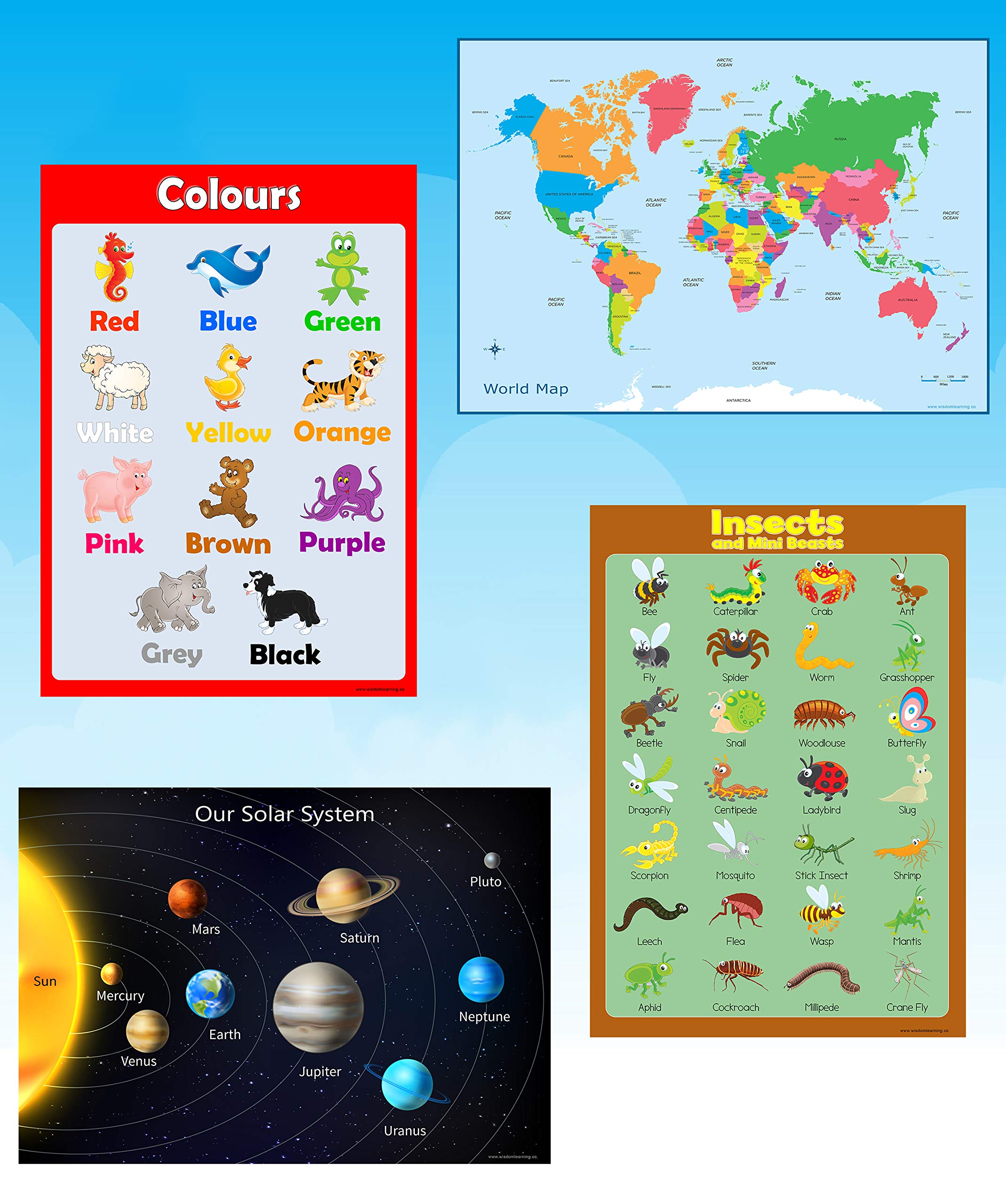 Buy Picture Learning Poster Pack x12 Educational for Preschool & School ...