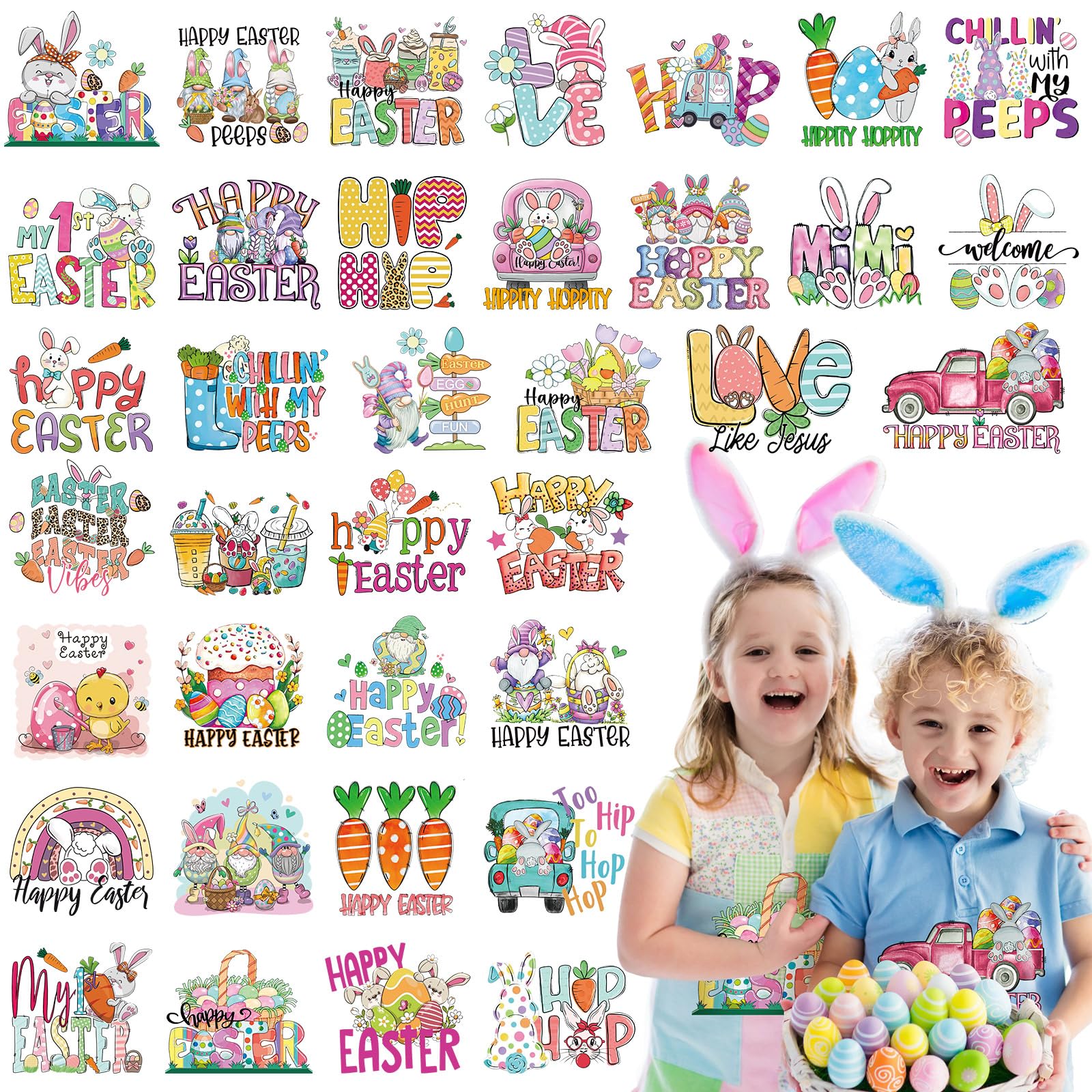 Amazon.com: Tellingyou 36 Sheets Easter Iron on Transfers Easter ...