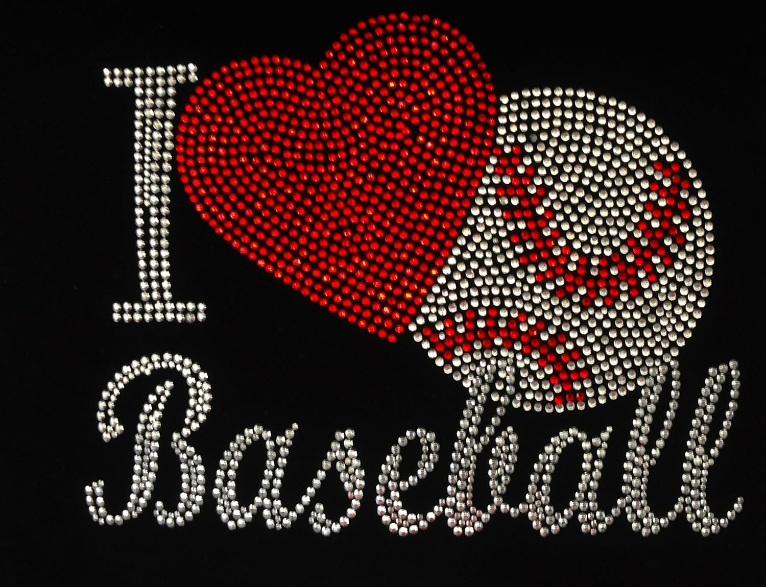 Amazon.com: I love Baseball Red Heart Rhinestone Transfer Iron On - DIY