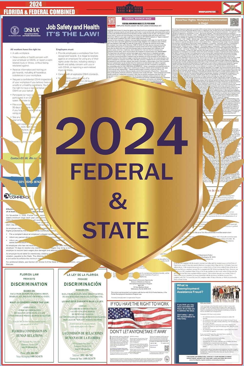 Amazon.com: WORKPLACE POSTERS 2024 Florida (FL) State Labor Law Poster ...