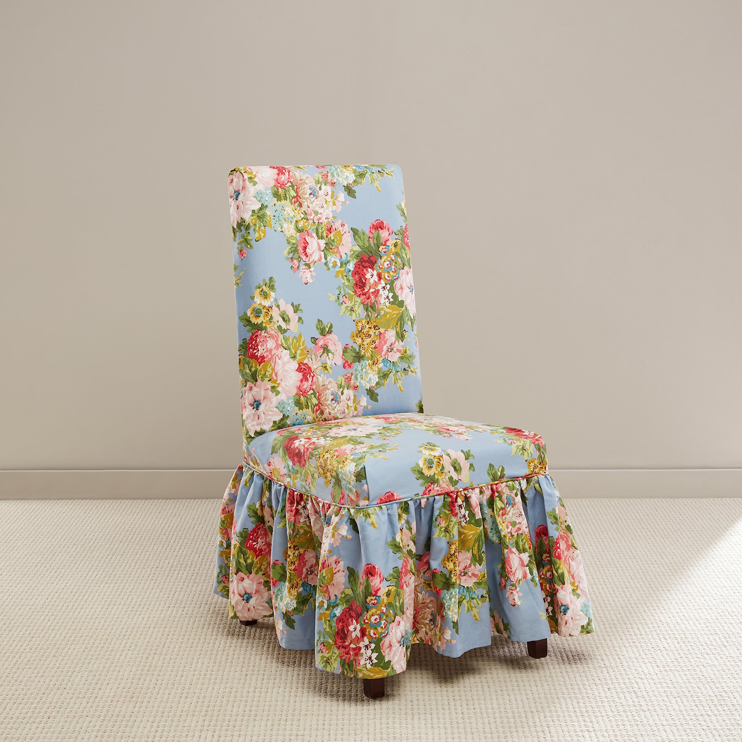 Amazon.com: Waverly Juliet Long Dining Chair Slipcover in Chambray ...