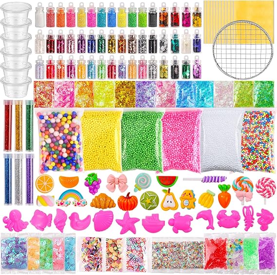 Amazon.com: ywevyezc Slime Making Kit Supplies, 163 Pack Slime Mix Ins ...