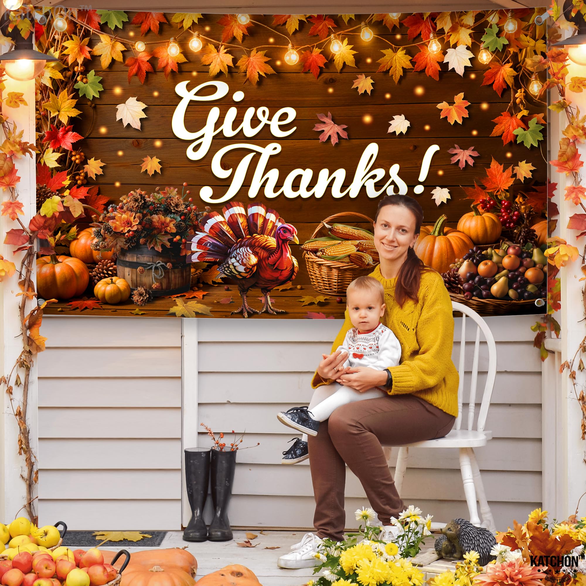 Snapklik.com : Give Thanks Banner - XtraLarge, 72x44 Inch Thanksgiving ...