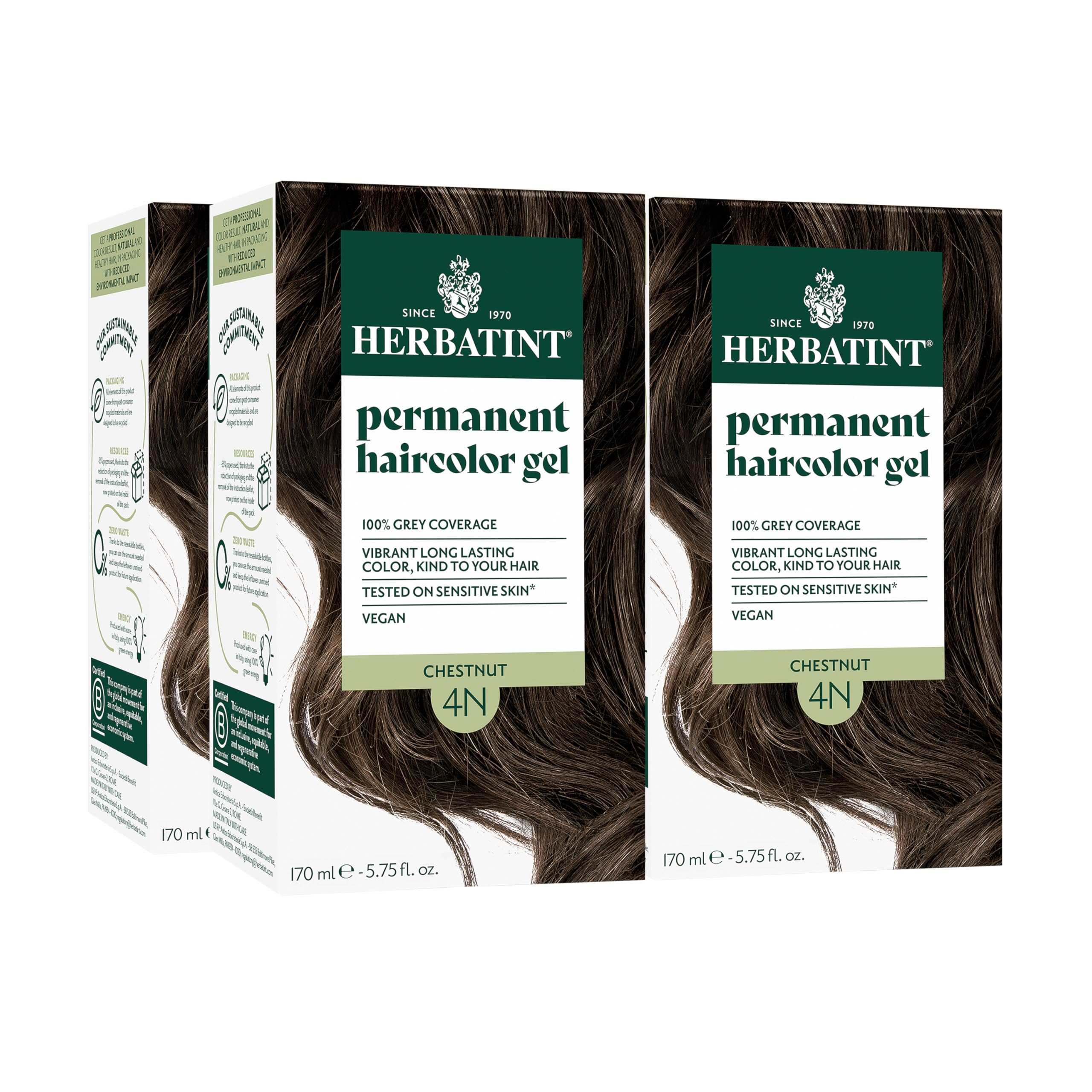 Herbatint Permanent Hair Dye - 4N Chestnut - For Up To 100% Gray ...
