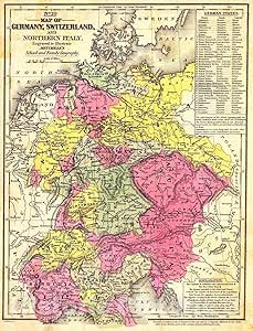 Amazon.com: Historic Map - 1840 Map of Germany, Switzerland, and ...