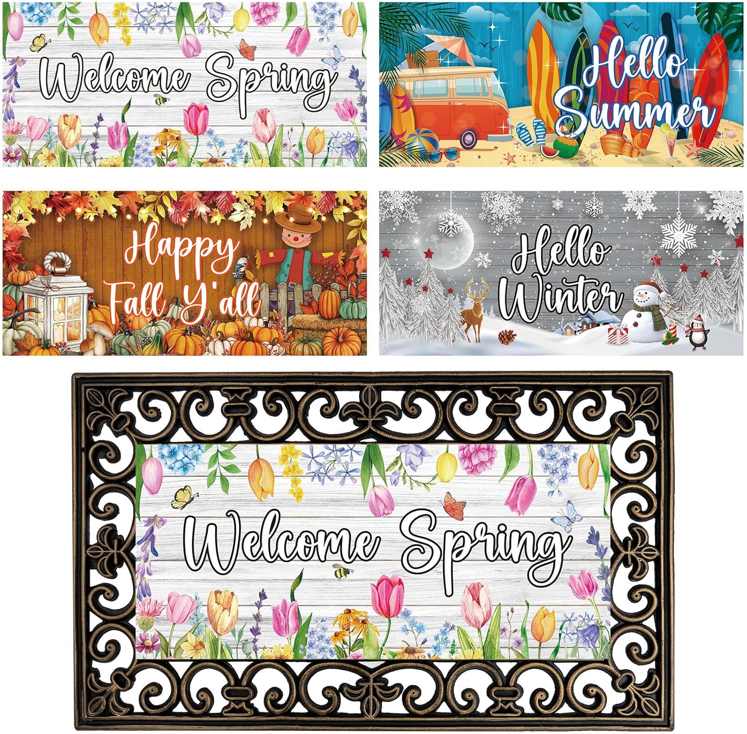 Amazon.com: 4Pcs Doormat Inserts Seasonal Door Mat Inserts ...