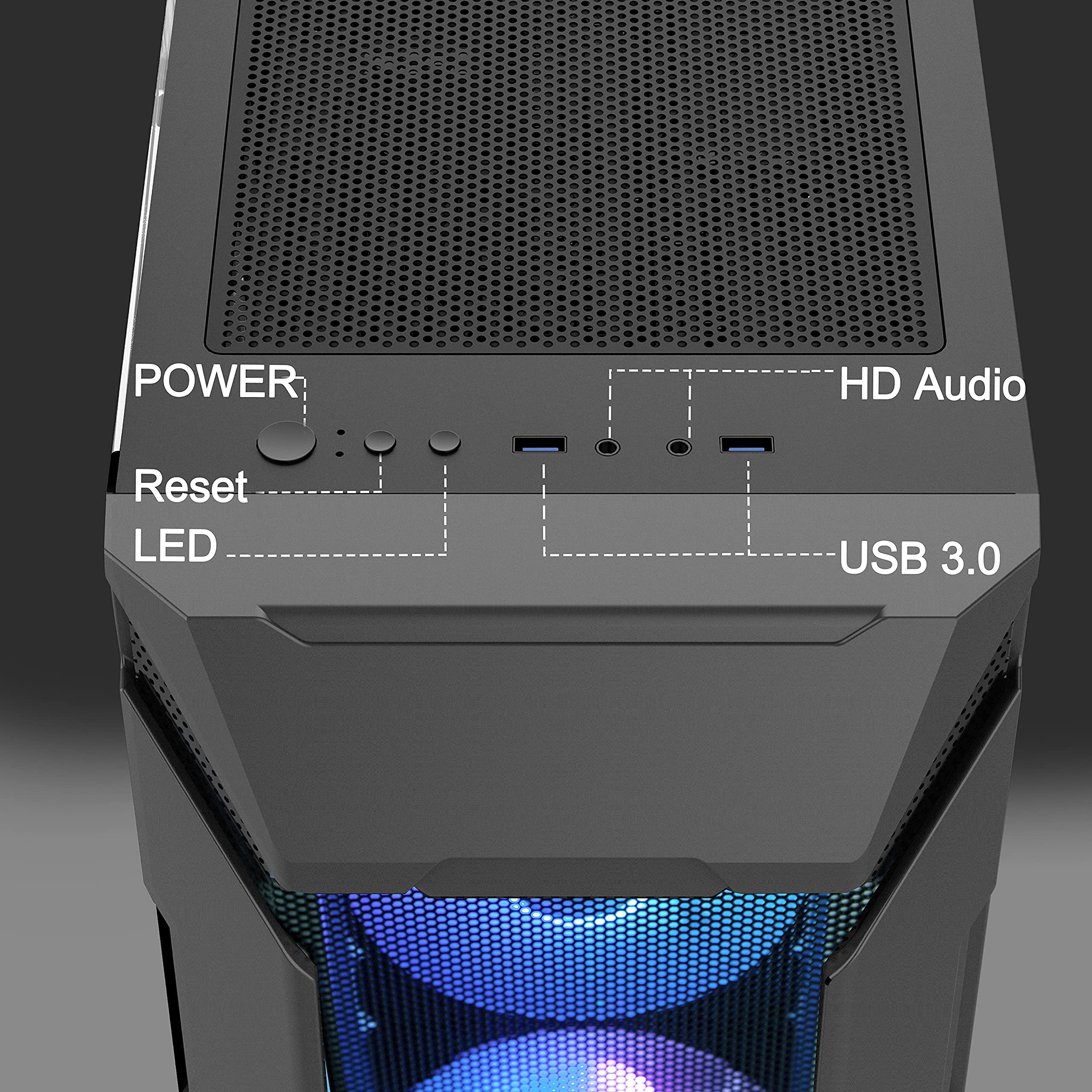 MUSETEX Mesh MATX (Micro-ATX) Case 5 PCS × LED ARGB Fans Pre-Installed ...