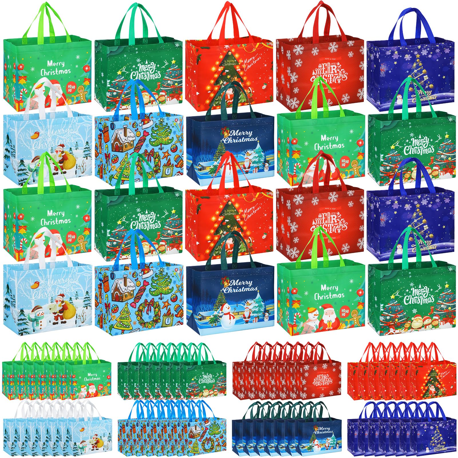 Chapou 200 Pcs Christmas Bags Christmas Gift Bag Bulk Christmas Tote ...