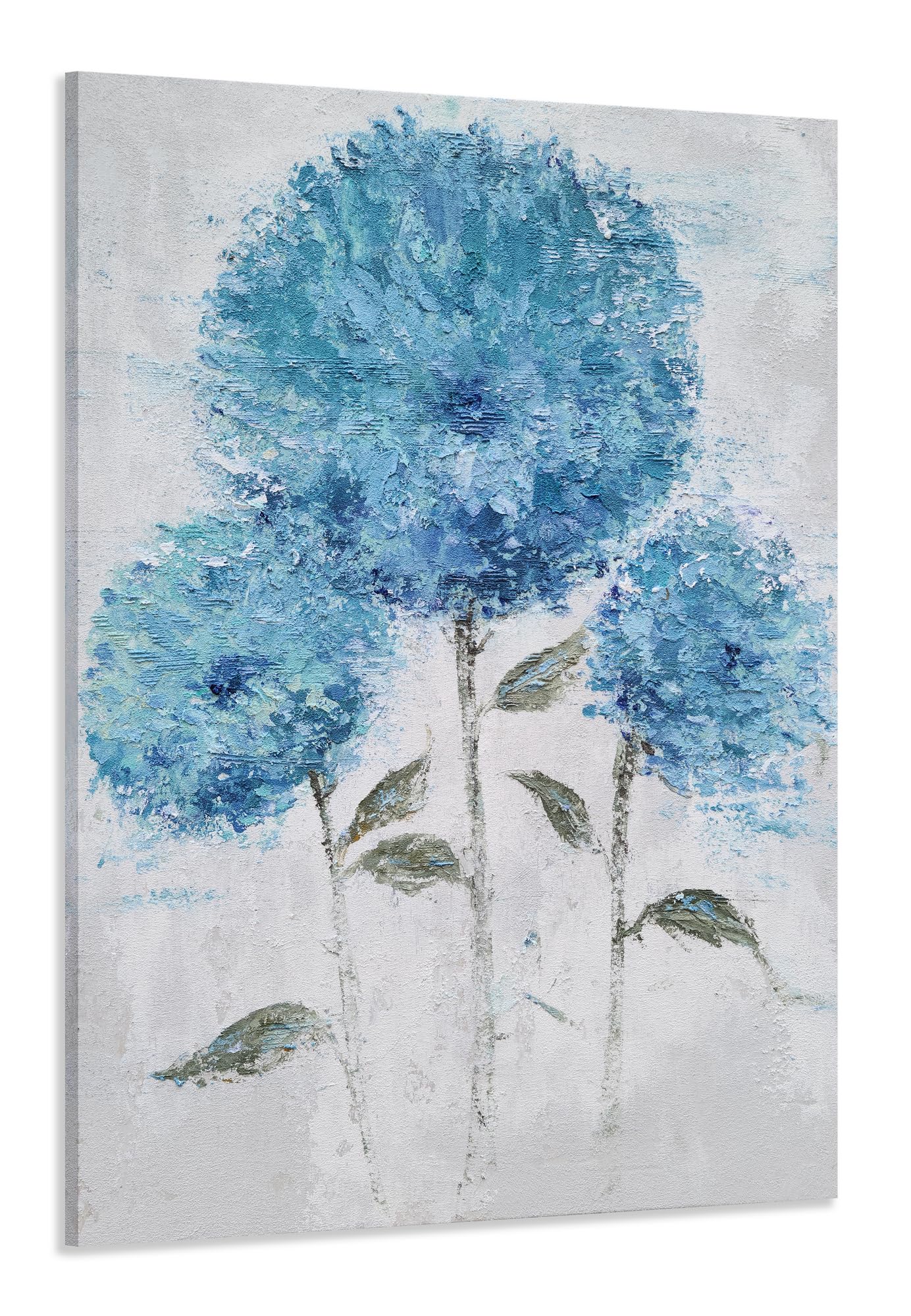 Amazon.com: Yihui Arts Big Blue Flower Wall Art - Hand Painted ...