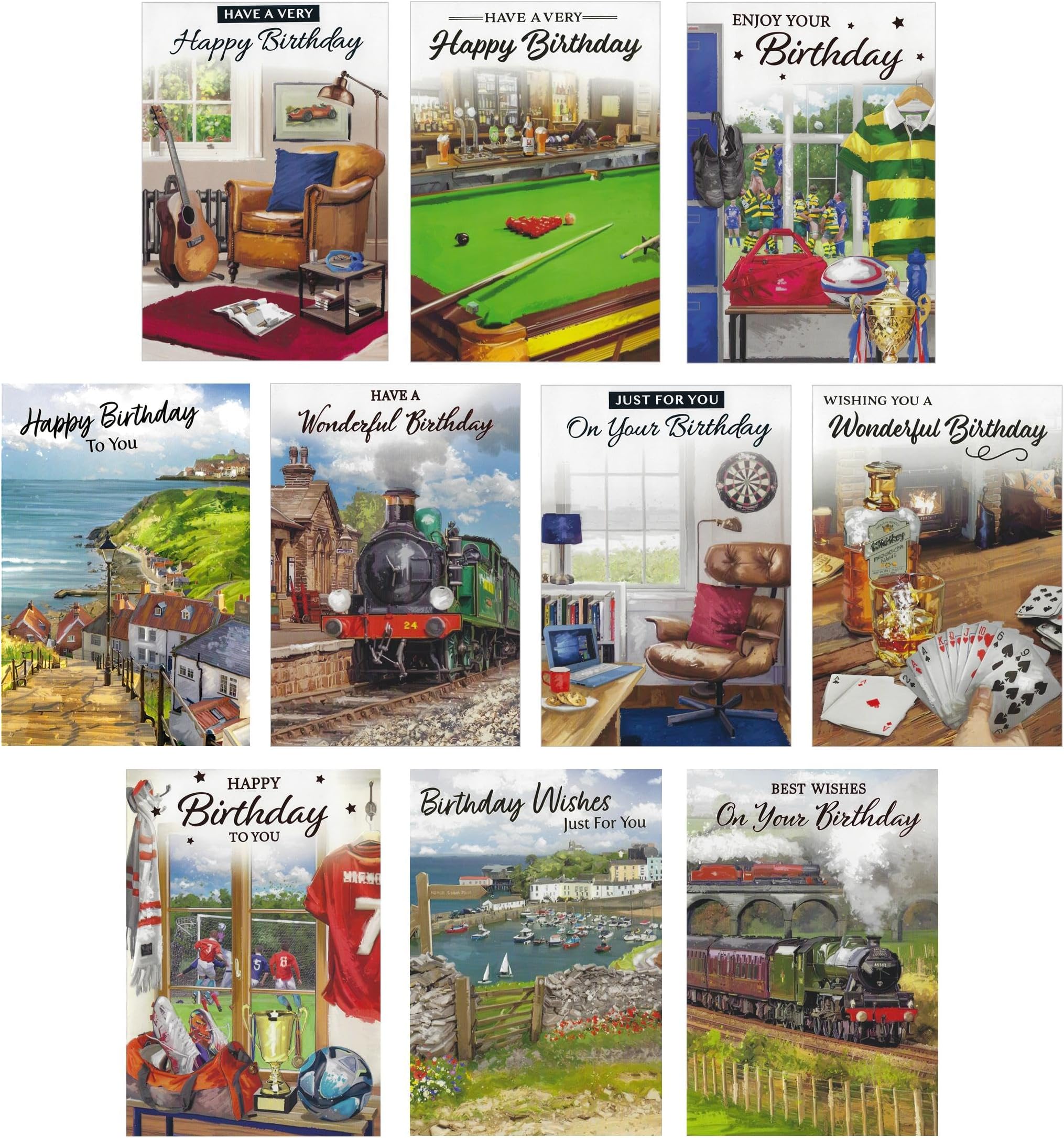10 x Birthday Cards - Assorted Multipack Pack Choice Various - Men Male ...