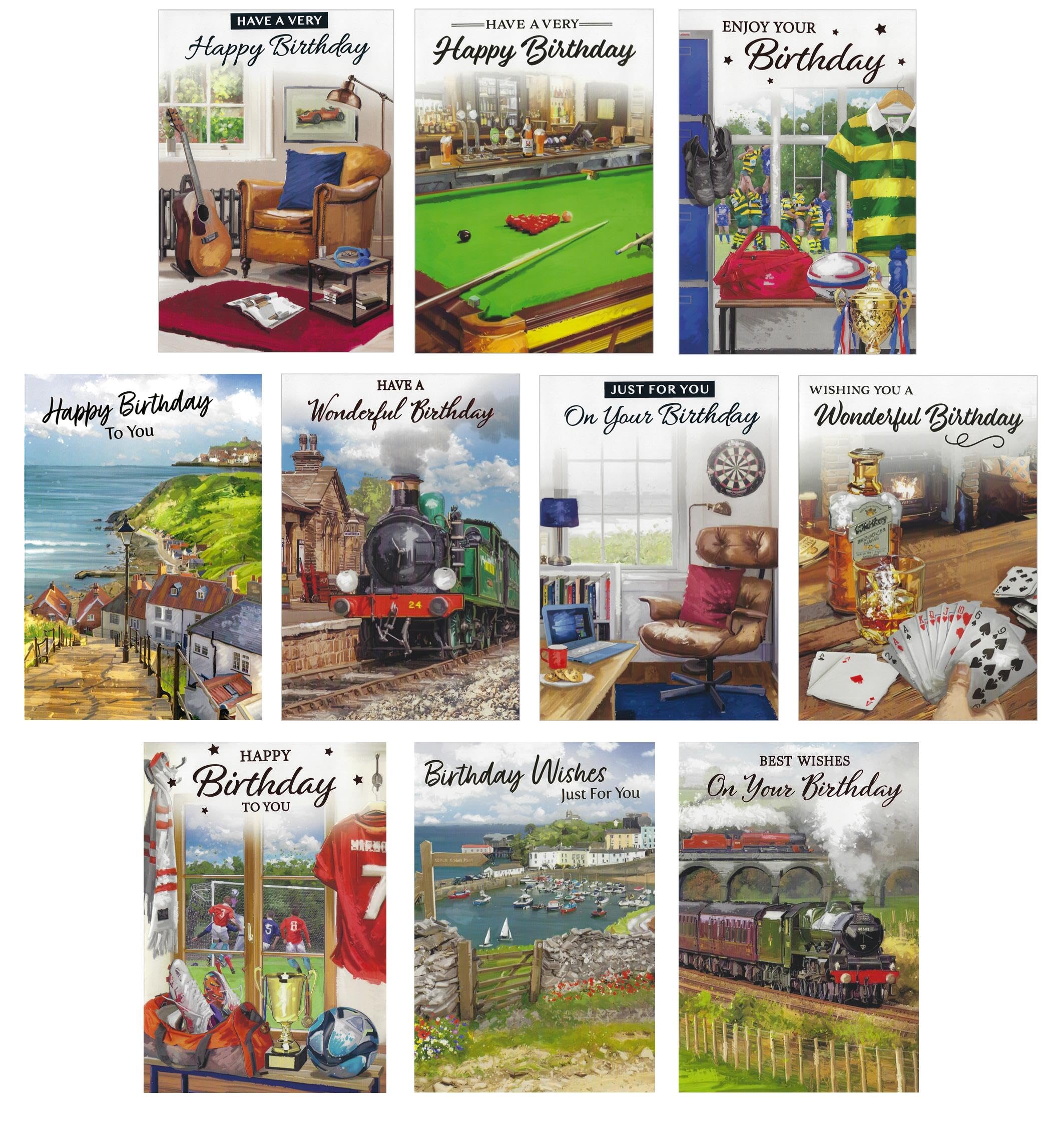 10 x Birthday Cards - Assorted Multipack Pack Choice Various - Men Male ...