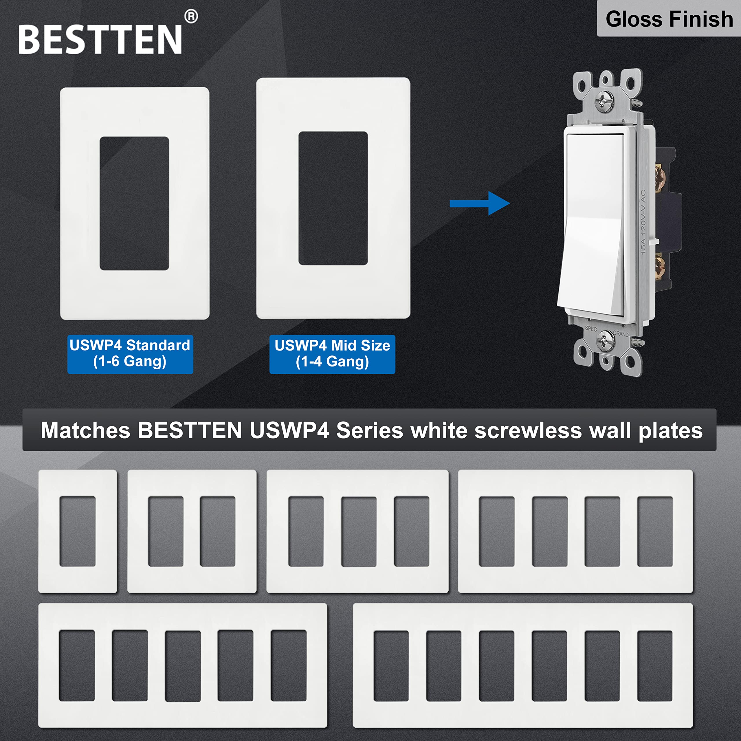 Snapklik.com : 40 Pack BESTTEN Single-Pole Light Switch
